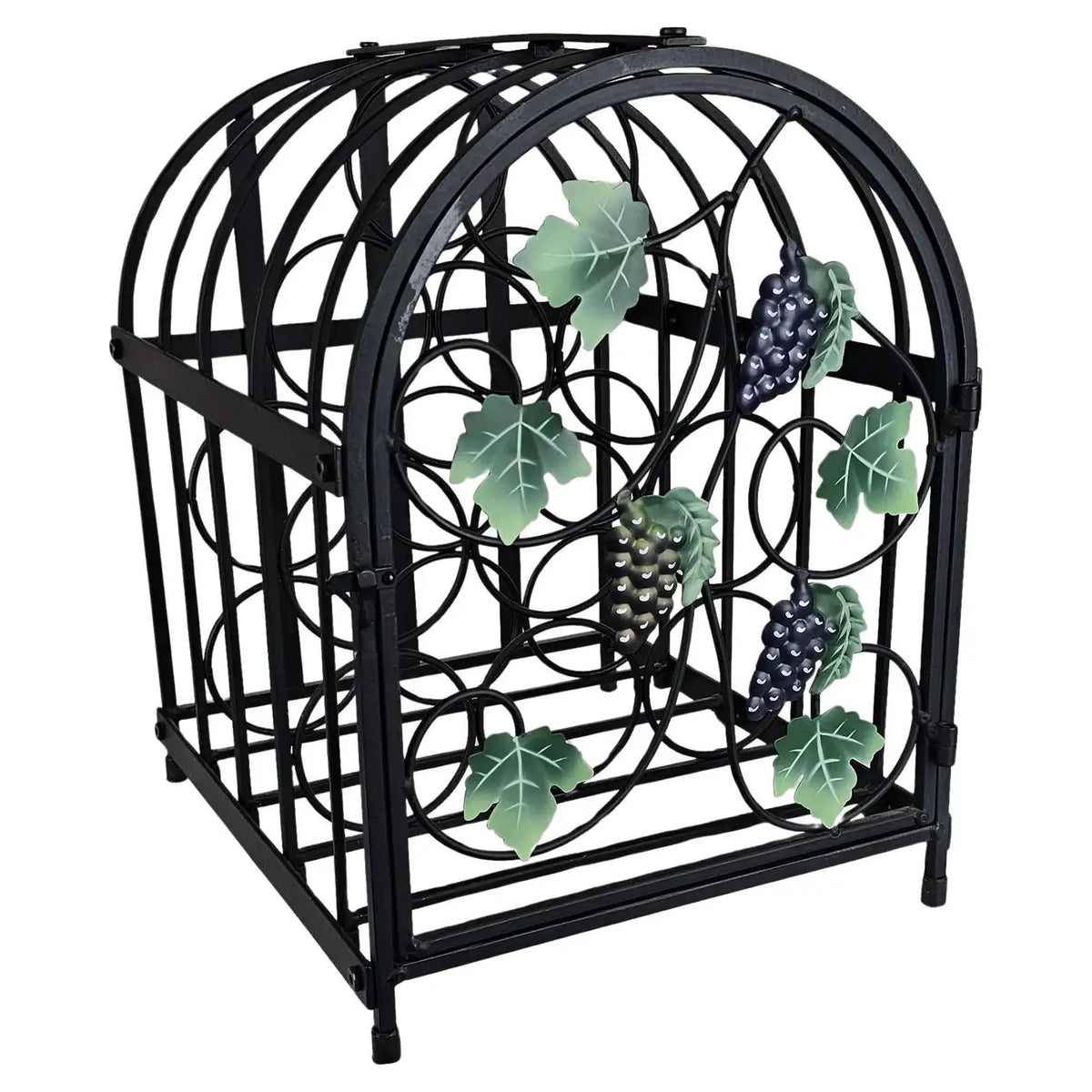 Rustic Vintage Black Metal Ivy Wine Table Display Rack