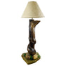 Organic Modern Rustic Tree Trunk Shaped Table Lamp on a Stone Base