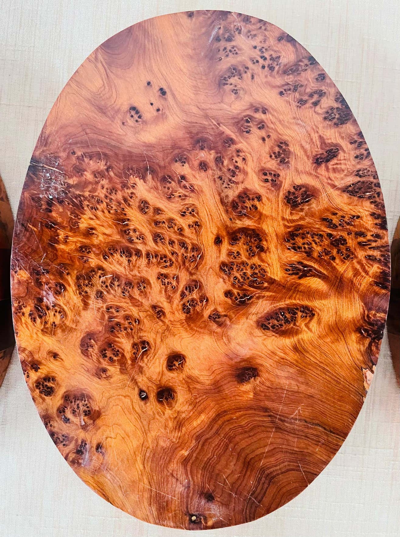 Vintage Hand Crafted Thuya Wood Tray, Set of 3