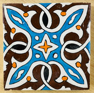 Vintage Hand Painted Ceramic Square Coasters or Decorative Tiles, Set