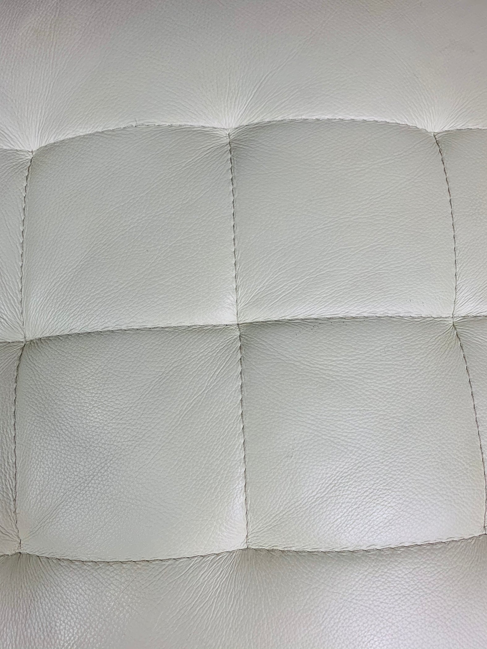 Tufted Ivory Leather Lounge Chair in the manner of Roche Bobois