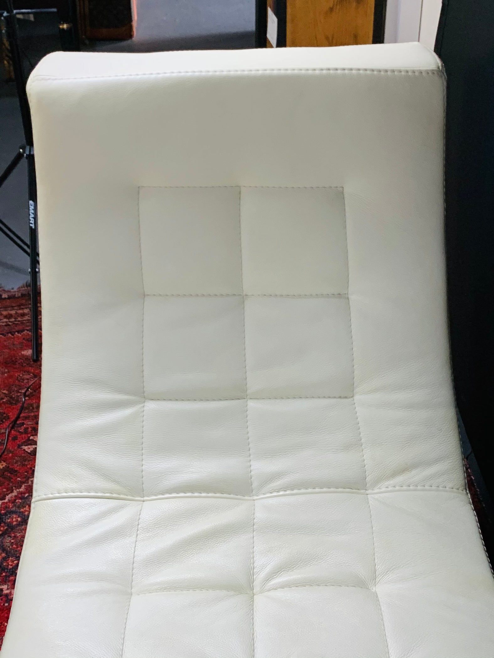 Tufted Ivory Leather Lounge Chair in the manner of Roche Bobois