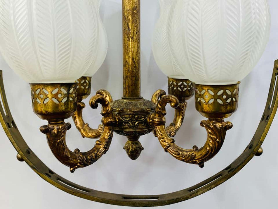 A French Victorian Gasolier Bronze Chandelier or Fixture with Original