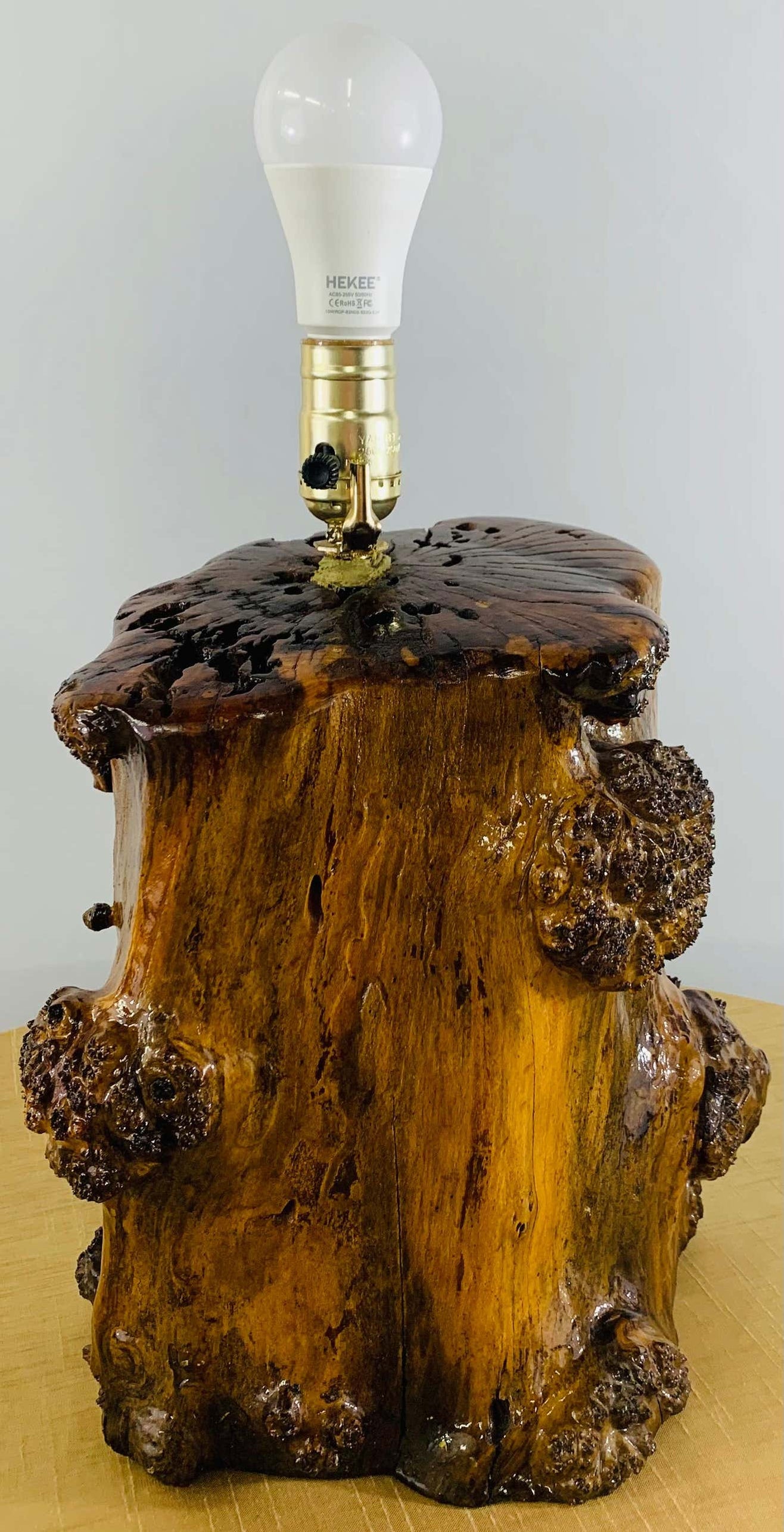 Rustic Maple Wood Log Table Lamp