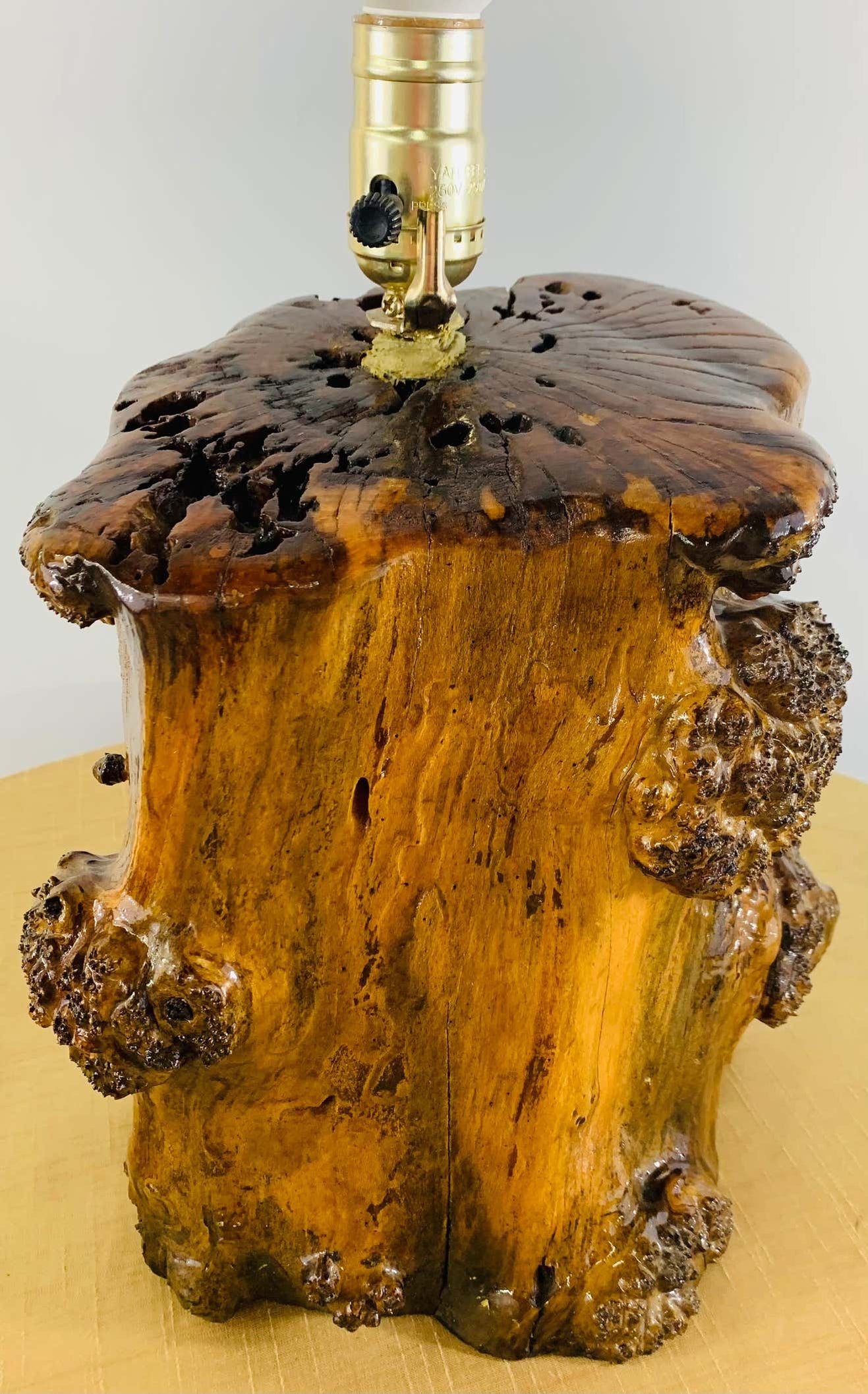 Rustic Maple Wood Log Table Lamp