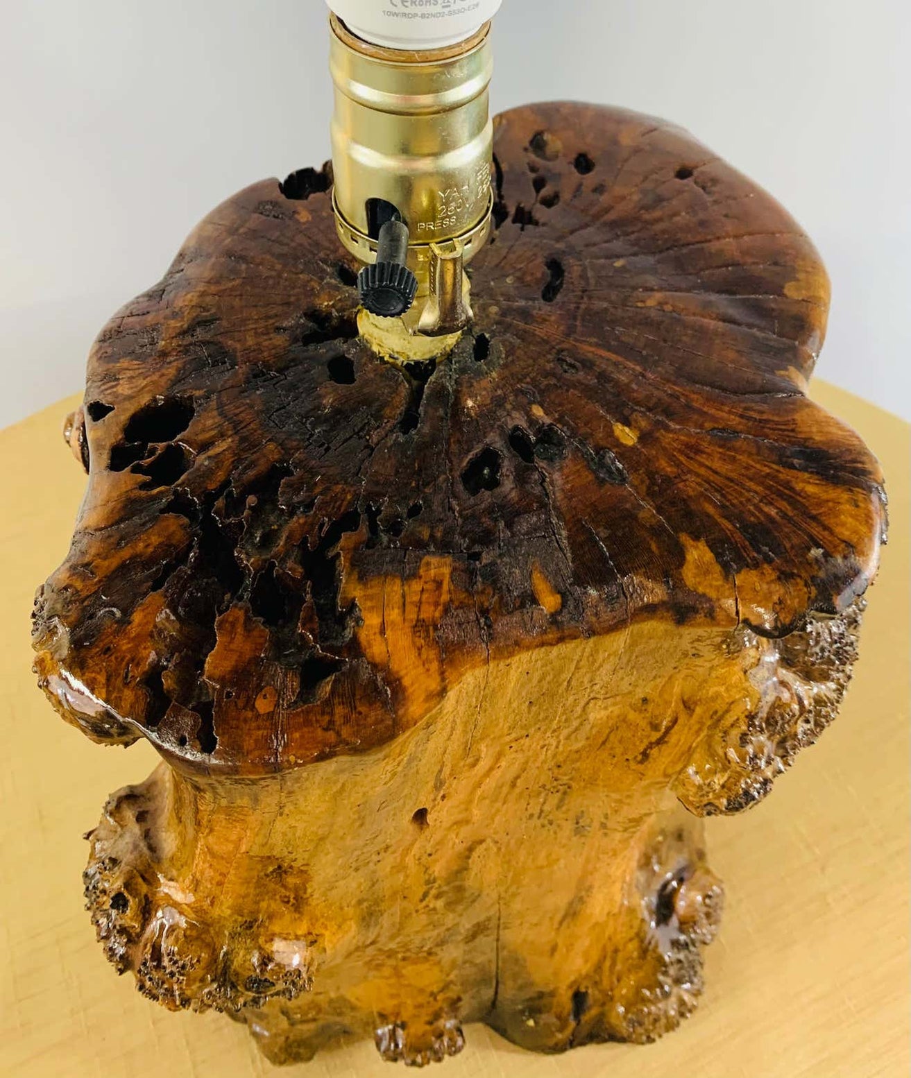 Rustic Maple Wood Log Table Lamp