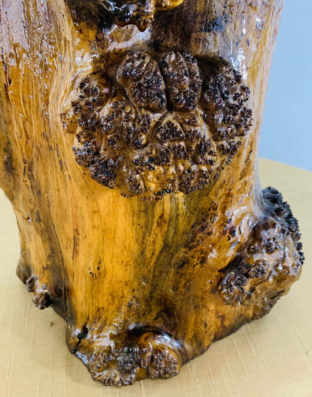 Rustic Maple Wood Log Table Lamp
