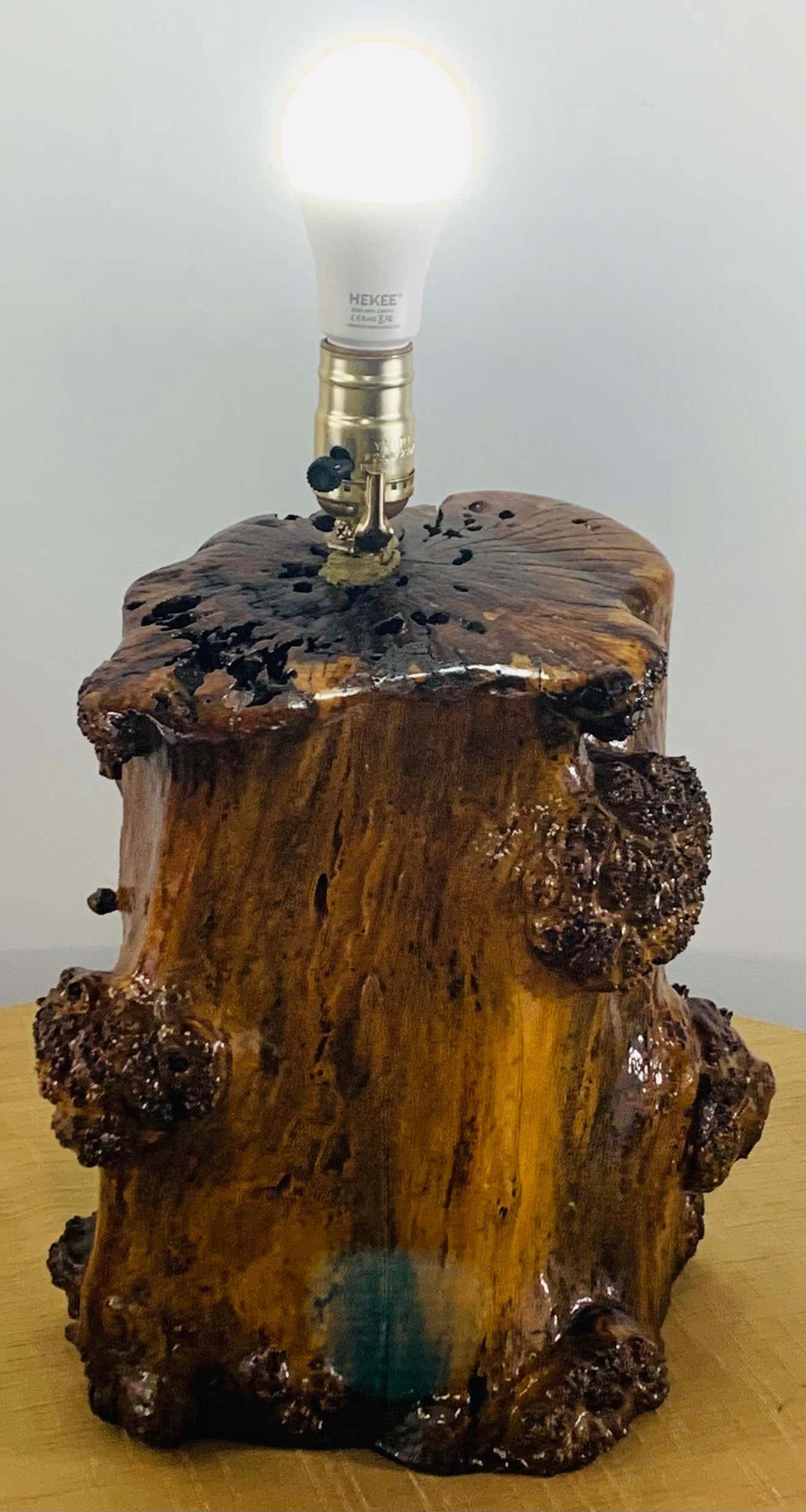 Rustic Maple Wood Log Table Lamp