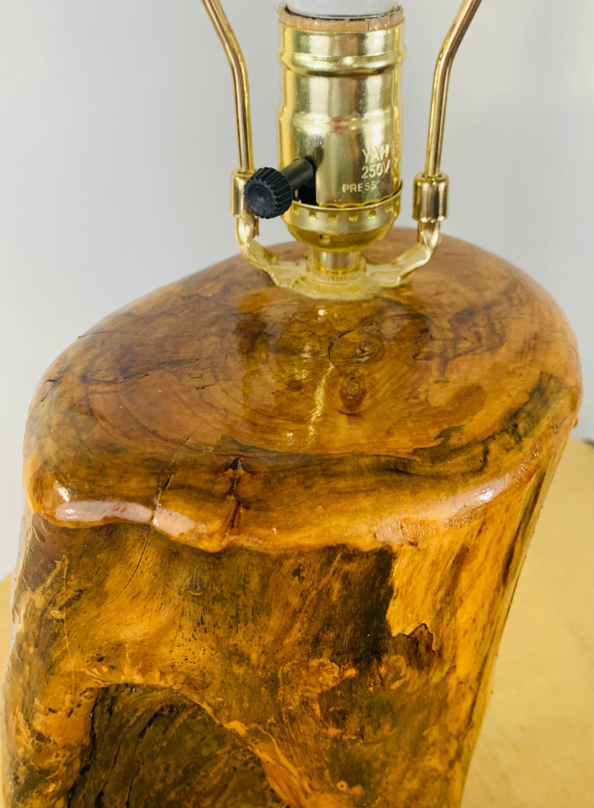 Organic Modern Design Maple Wood Table Lamps, a Pair