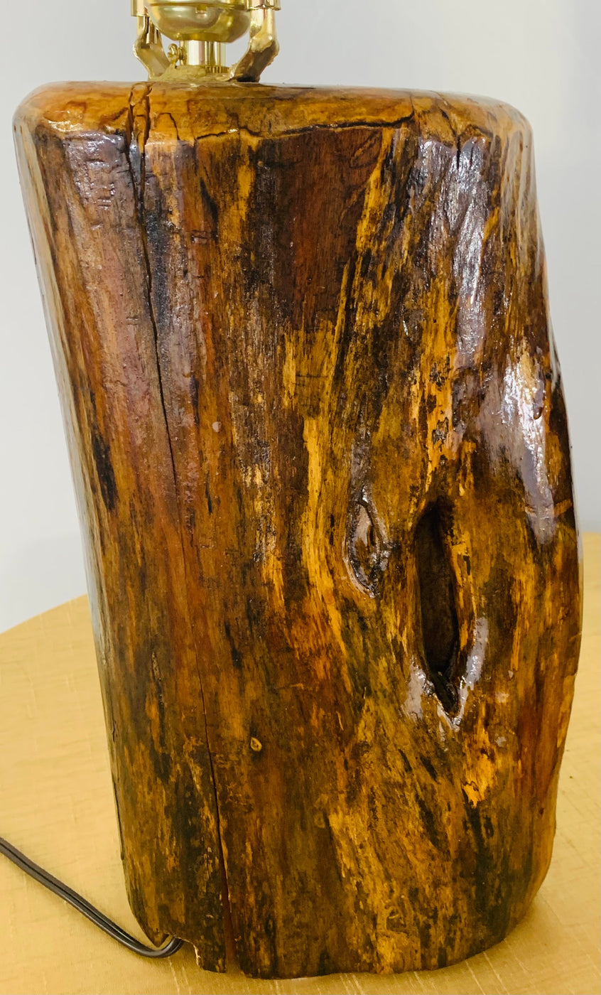 Organic Modern Design Maple Wood Table Lamps, a Pair