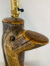Organic Modern Rustic Tree Trunk Shaped Table Lamp on a Stone Base