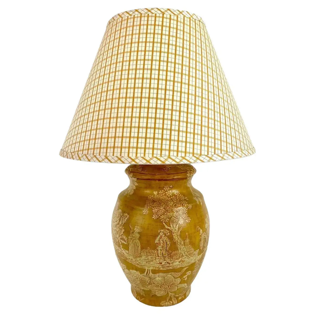 Pierre Deux French Country Ceramic Yellow Table Lamp with Custom Shade