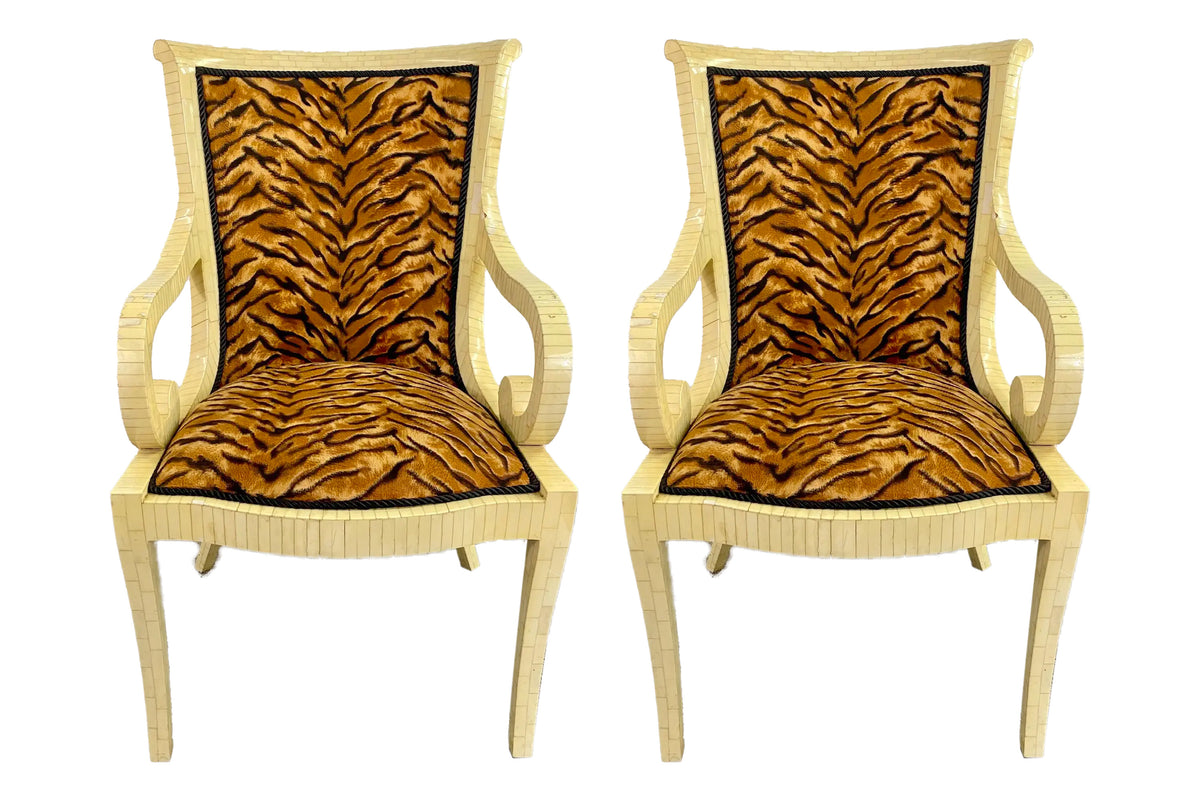 Enrique Garcel Off-White Bone Lounge Chair or Armchair, a Pair